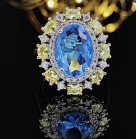 Haymer Sieraden Princess Aquamarijn Ring Voor Vrouwen Zilver 17.25 mm ...