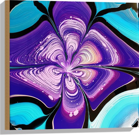 Hout - Patroon in Verfmix van Blauw en Paars - 50x50 cm - 9 mm dik ...