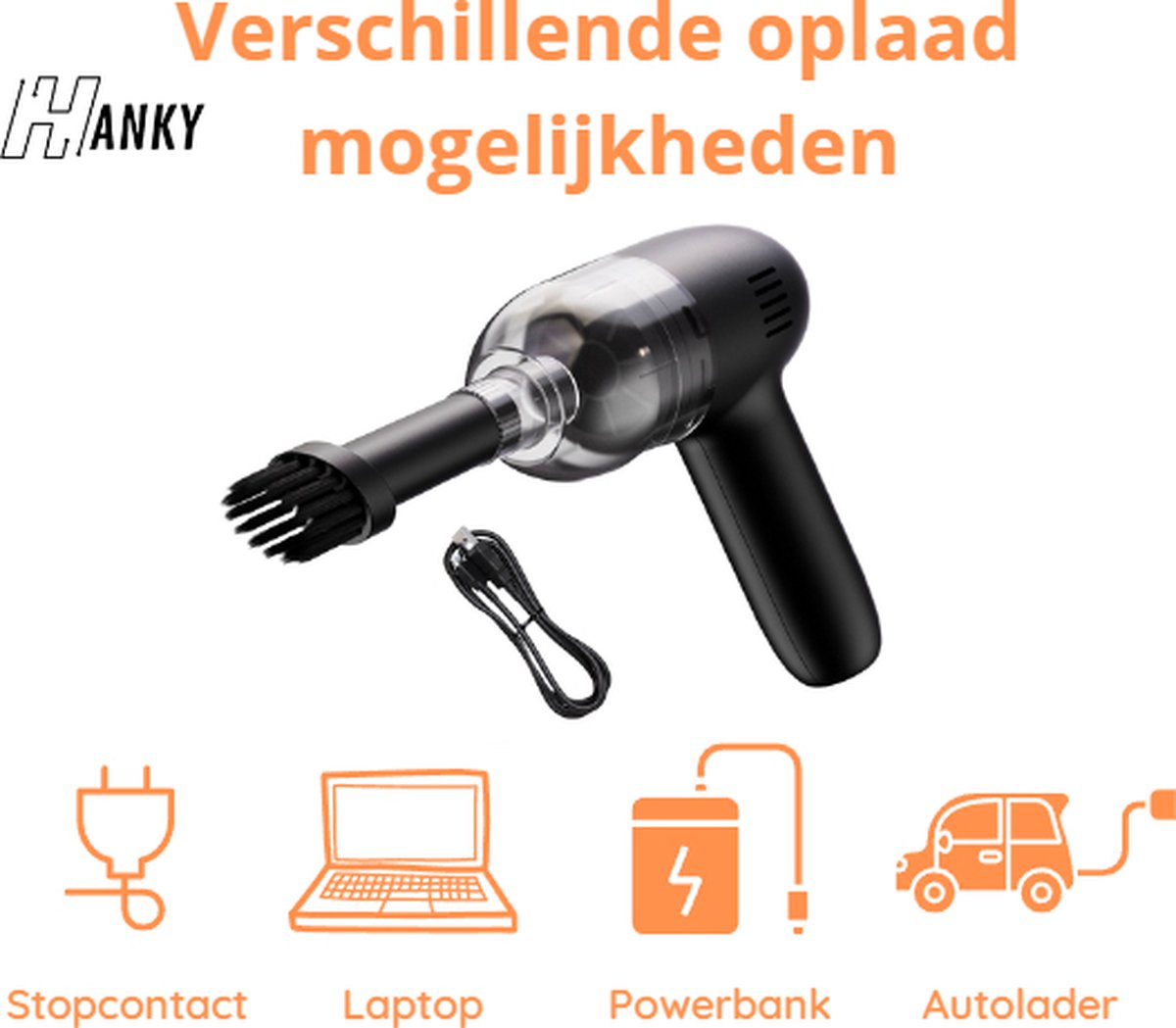 HANKY - Handstofzuiger - Mini Kruimelzuiger - Kruimeldief Snoerloos ...