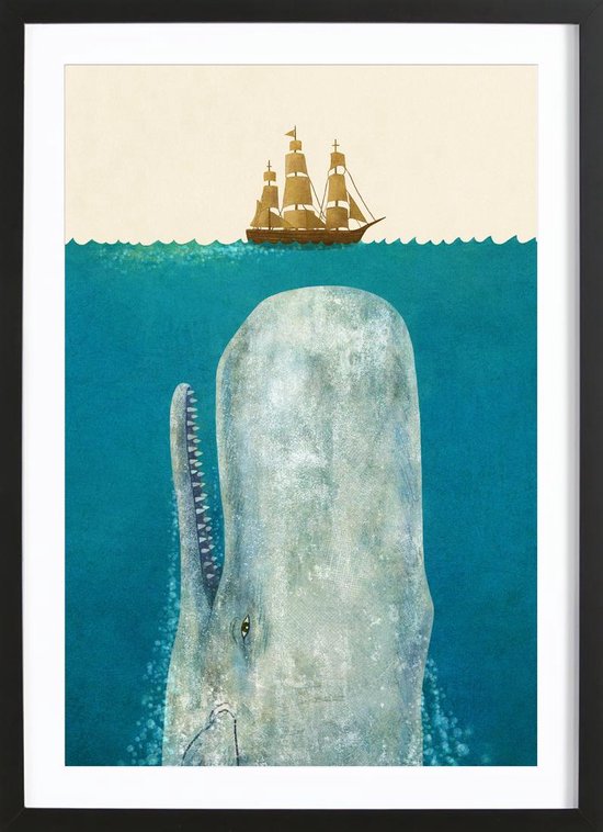 JUNIQE - Poster in premium houten lijst Walvis kinder-illustratie | bol