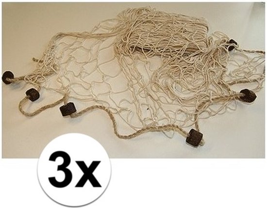 Gerkimex Deco visnet met kurken - 3x - 200 x 150 cm - Naturel kleur ...