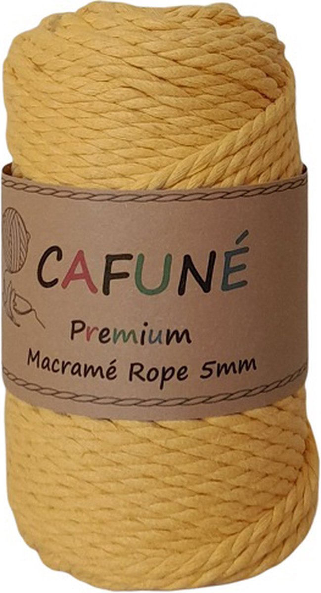 Cafuné Premium Macramé Touw-Triple Twist- 5 mm -Mustard - 40m - 250gr ...