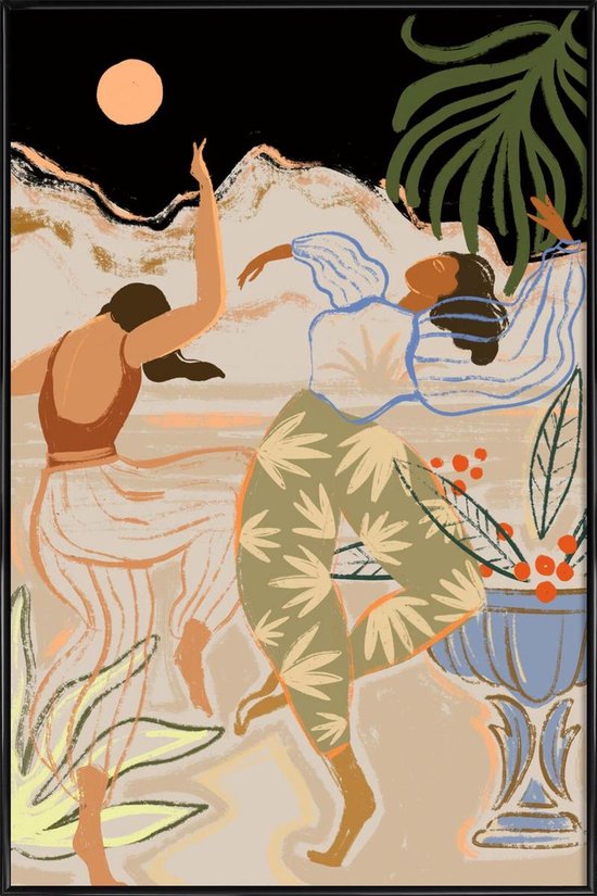 JUNIQE - Poster in kunststof lijst Dans onder het maanlicht -60x90 | bol