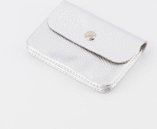 Portemonneetje-klein -zilver-leer -afsluitbaar- met ritsje | bol