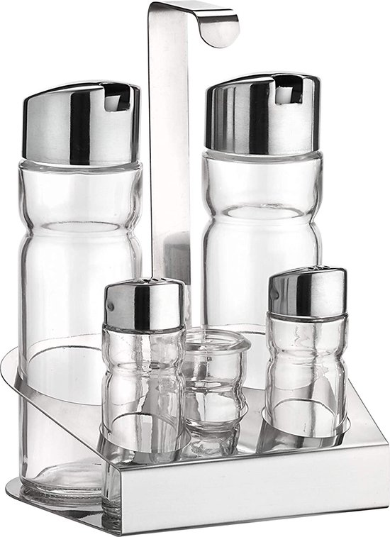 Oliefles 5 stuks (olie, azijn, zout, peper, tandenstoker), serie Prima ...