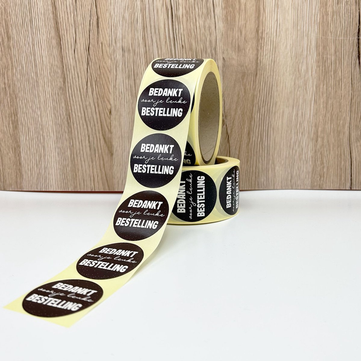 500 Stickers op rol Bedankt voor je leuke bestelling zwart ...