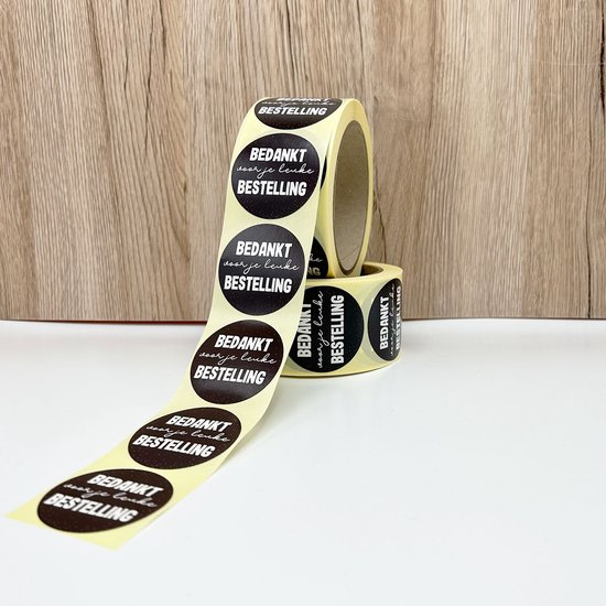 500 Stickers op rol Bedankt voor je leuke bestelling zwart - sluitsticker -... | bol.com