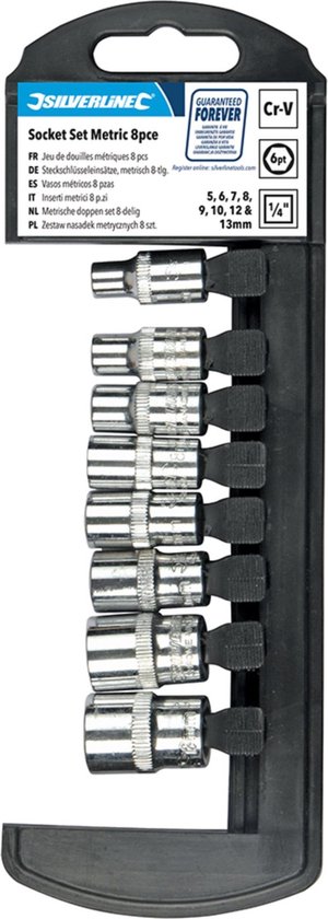 Silverline Metrische Dop - Zeskantig - 1/4 inch - 5 t/m 13 mm | bol.com