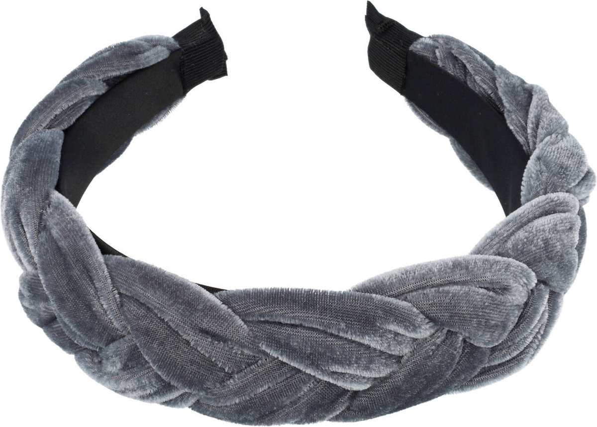 Haarband Diadeem Gevlochten Velvet Stof 4cm Grijs Hoofband Vlecht Velours Zachte... | bol.com