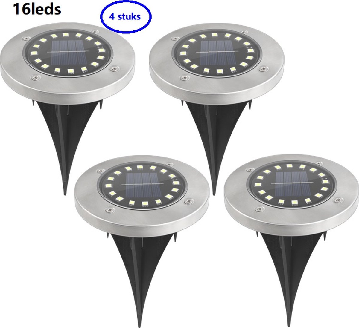 2023 Nieuw Solar Grondspots (4 stuks) - warm wit-RVS Grond Spots op ...