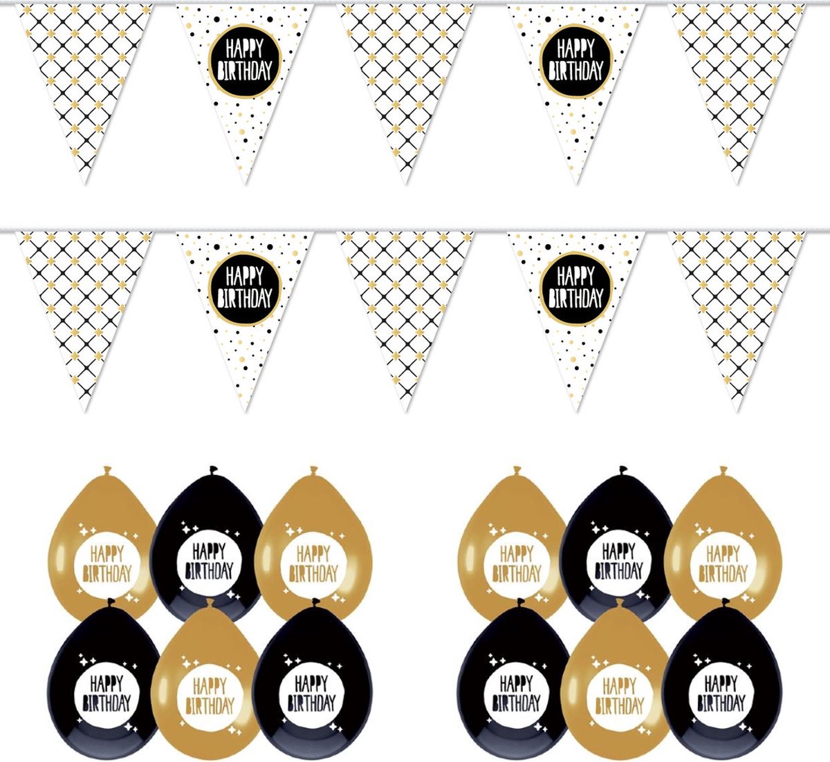 Happy Birthday Versiering Festive Gold Feestpakket - Happy Birthday ...