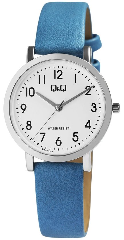 Q&Q - Q58A-001PY-dames horloge -waterresistant-zilverkleurig-blauwe ...