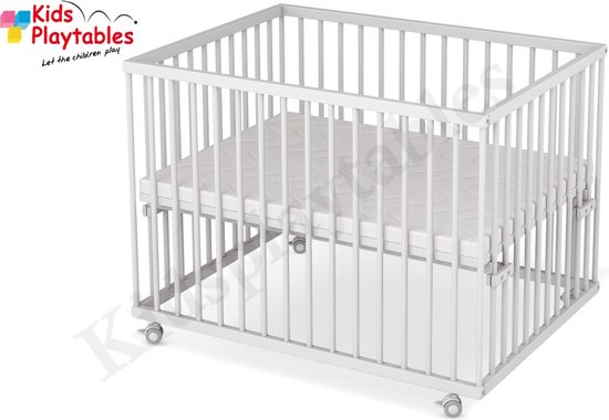 SÄMANN® Baby Box Premium 75x100 Wit met matras en in hoogte Verstelbare ...