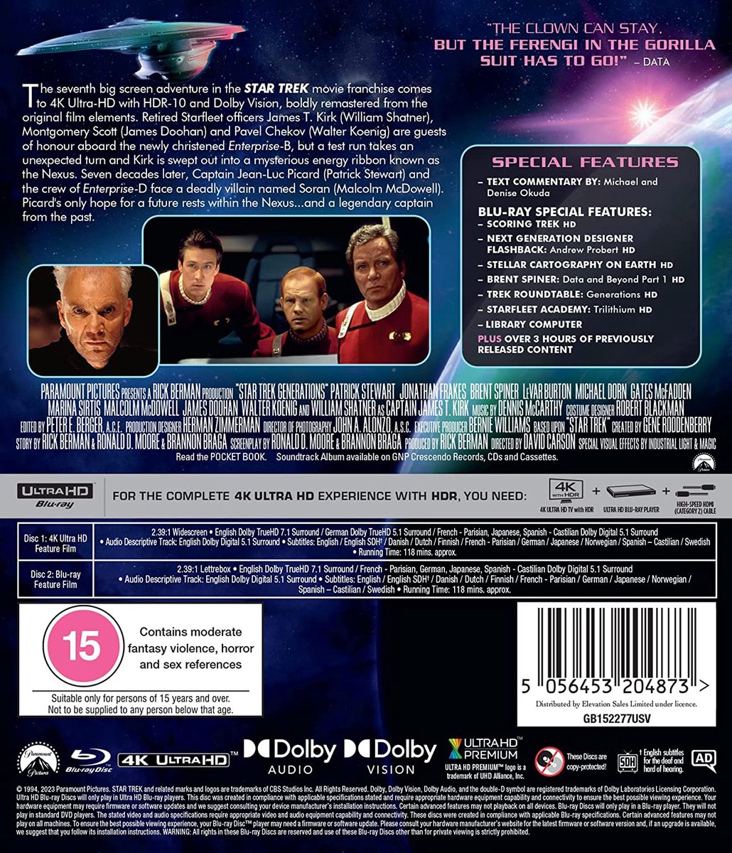 Star Trek VII Generations 4K UHD + blu-ray, Patrick Stewart | Dvd's | bol