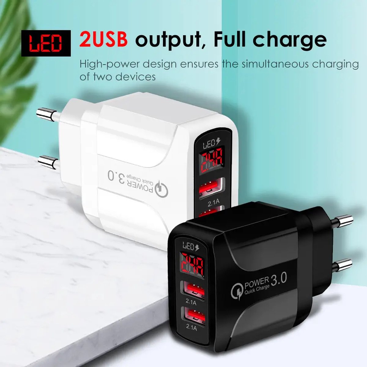 USB snellader/Quick Charger 3.1A - USB stekker - USB Lader - Oplader ...
