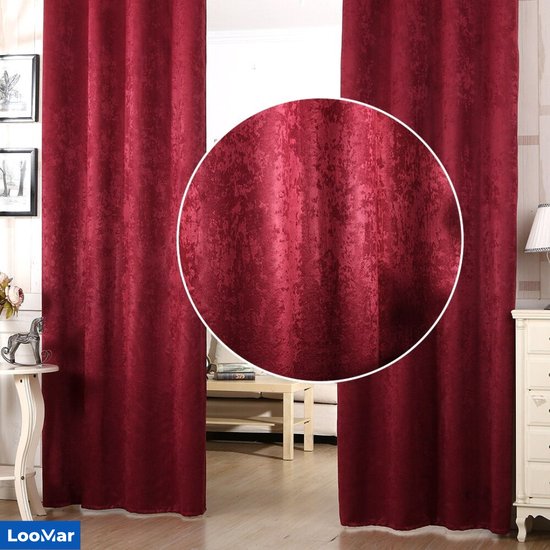 LooMar Gordijn - Verduisterend Gordijn - Set van 2 - 135x225 - Rood | bol