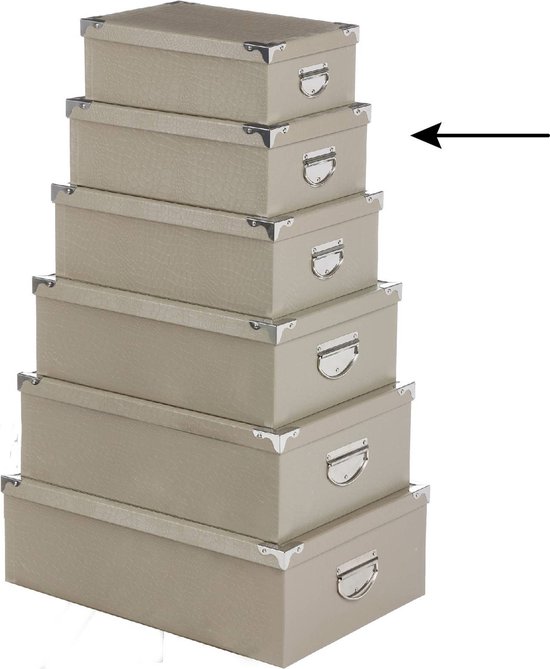 5Five Opbergdoos/box - 4x - beige - L32 x B21,5 x H12 cm - Stevig ...