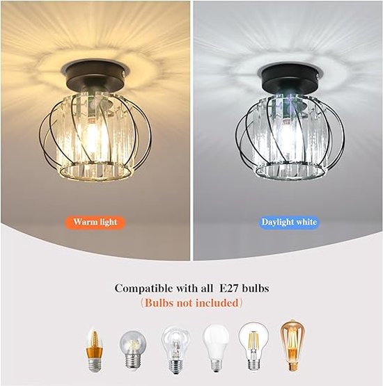 Goeco Plafondlamp - 19cm - Klein - 2 Stuks E27 - Semi-inbouw - Lamp ...