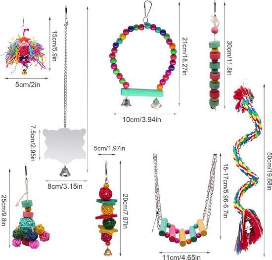 Papegaai Swing Speelgoed, 8PCS Vogel Kauwen Speelgoed, Vogels Kooi Speelgoed Geschikt... | bol