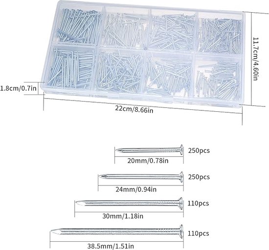 spijkers assortiment - Nagelset aan de Muur, Platte Kopspijkers, Foto ...