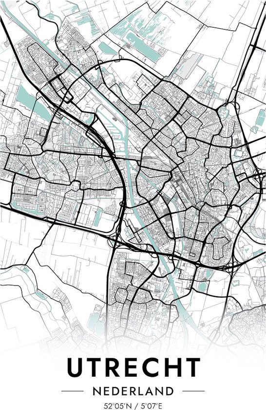 Utrecht Poster Blauw | Utrecht Map | Kaart van Utrecht | Stadposter ...