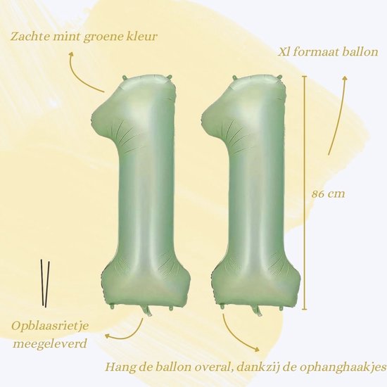Cijfer Ballonnen Ballon Cijfer 11 Verjaardag Versiering Feest Helium ...