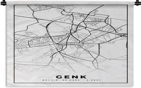 Wandkleed - Wanddoek - Stadskaart – Plattegrond – België – Zwart Wit ...