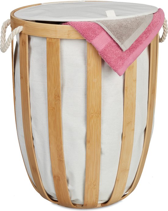 Robuuste bamboe wasmand - stijlvol en praktisch - 1 stuk - rond design ...