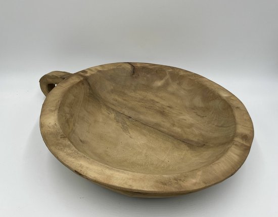Decoratie schaal hout met oor / handvat rond bruin 47 x 37,5 | 827897 ...