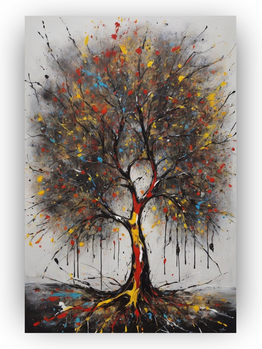 Boom Jackson Pollock stijl poster - Boom wanddecoratie - Poster Jackson ...