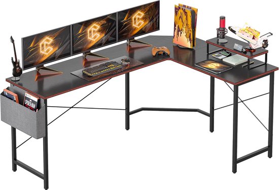 Moderne L-vormige computertafel, 170 x 120 cm, pc-tafel met ...