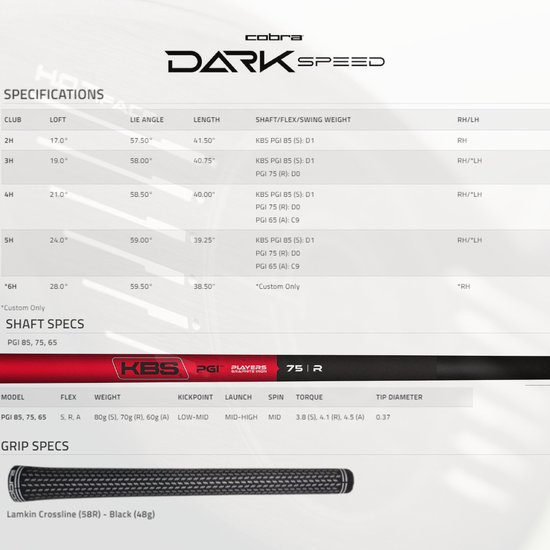Cobra Darkspeed Hybride Club 2024 | 2H | 17° | Rechtshandig | Stiff | | bol