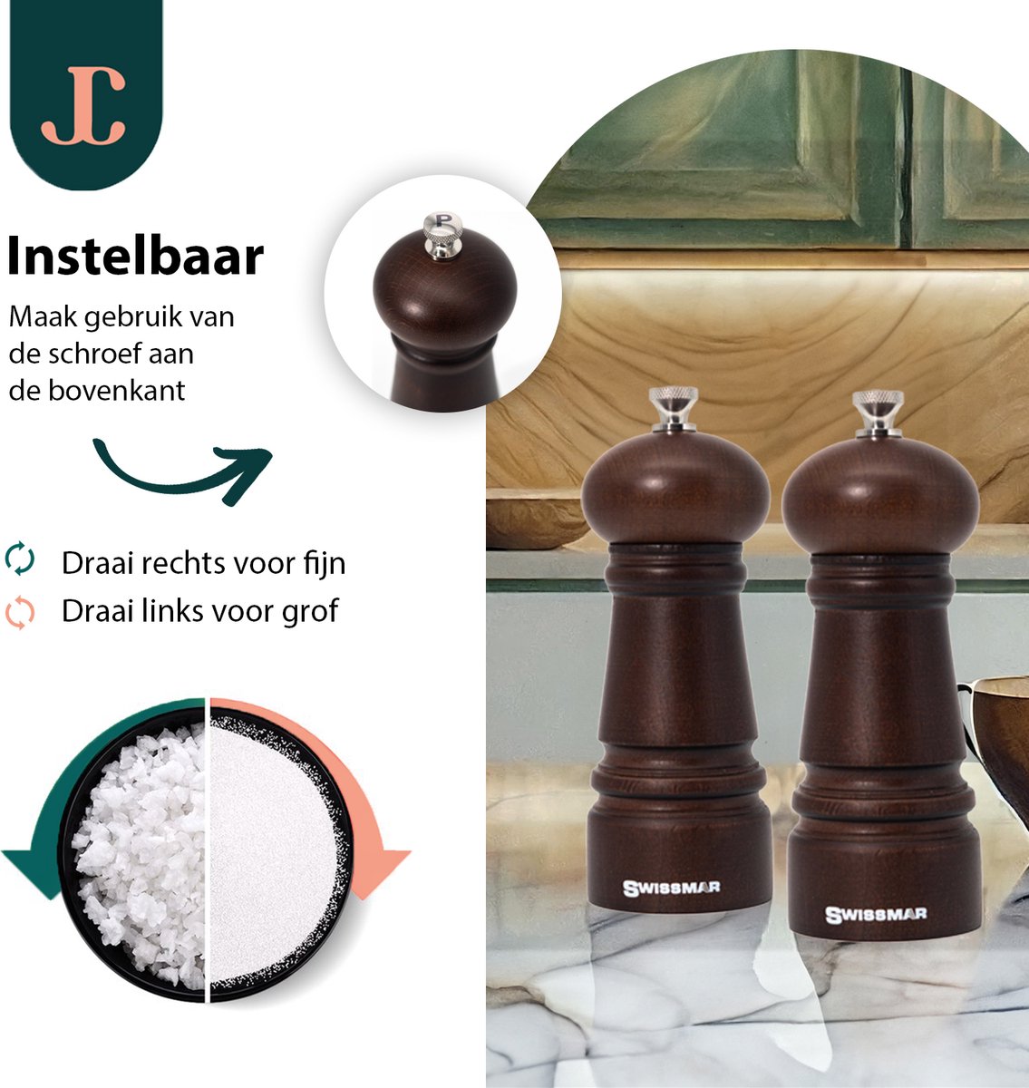 SWISSMAR - Manor peper en zoutmolen set 14 cm Beukenhout - 2 Stuks ...