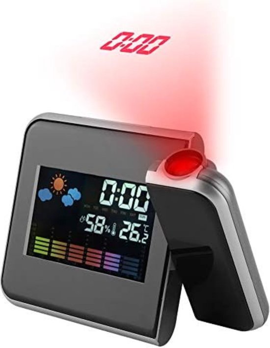 Wekkerradio met Projectie - Digitale Wekker - Digitale Klok - Zwart ...