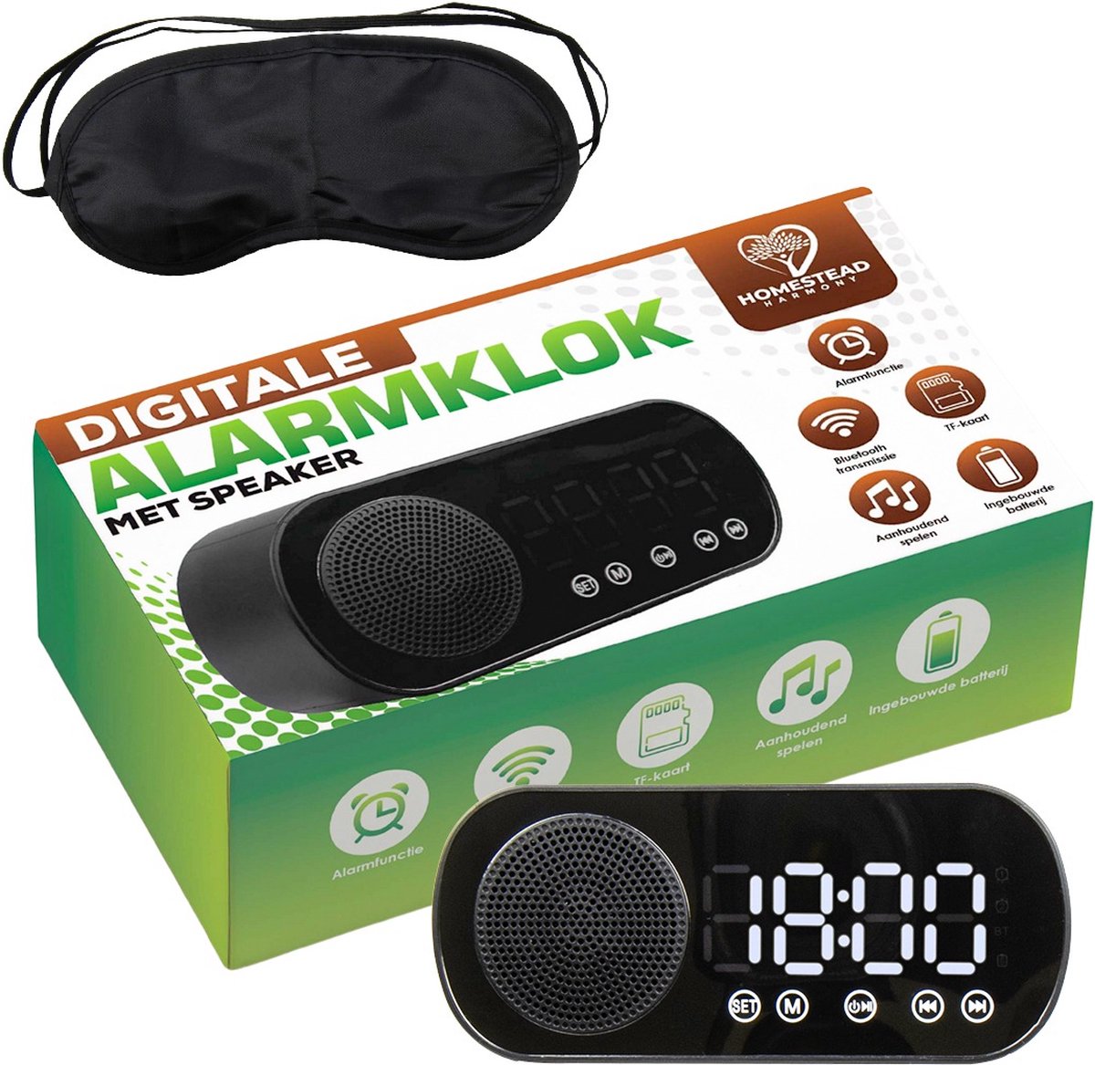 Homestead Harmony - Digitale Wekker met FM Radio en Slaapmasker ...