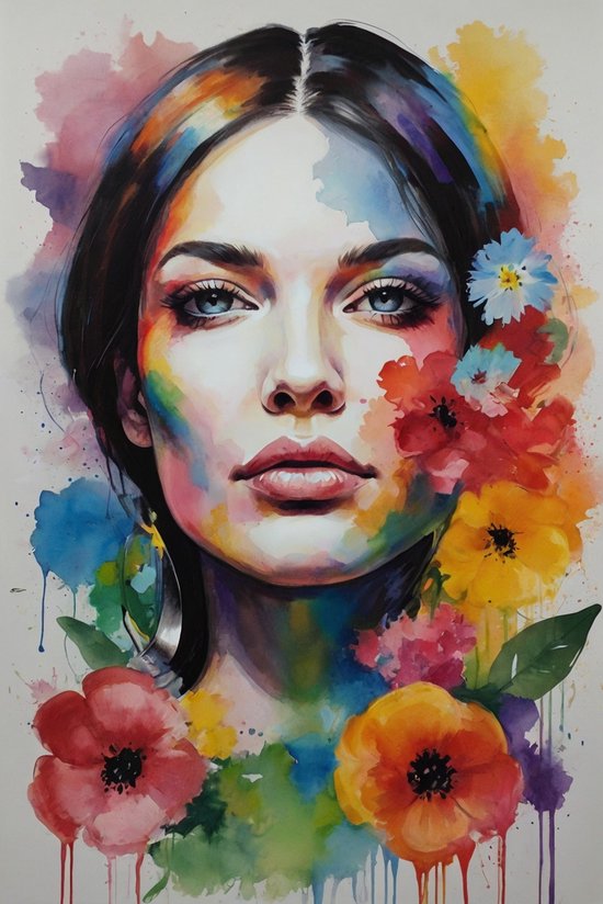 Vrouw met bloemen poster - Floral poster - Poster vrouwen ...