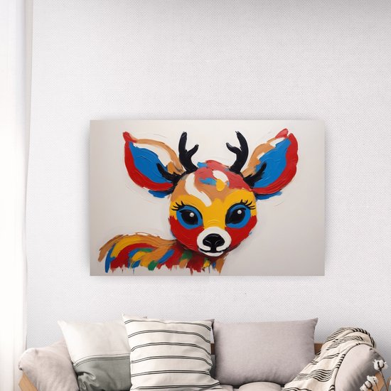 Baby hert kleurrijk poster - Hert poster - Wanddecoratie modern - Retro ...