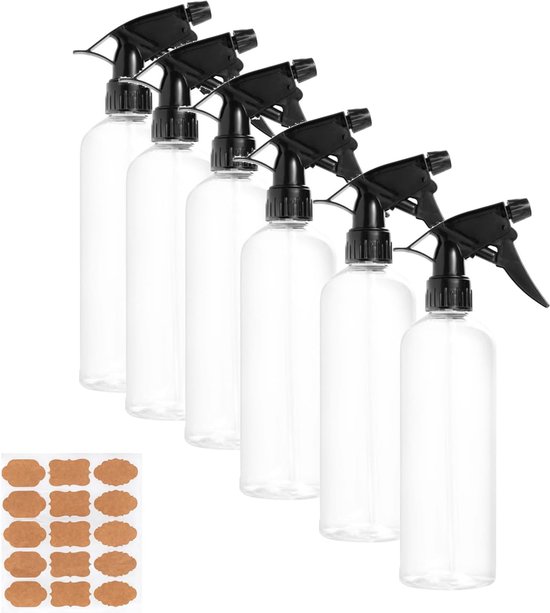 6 stuks spuitflessen 500 ml lege spuitflessen PET met beschrijfbare ...