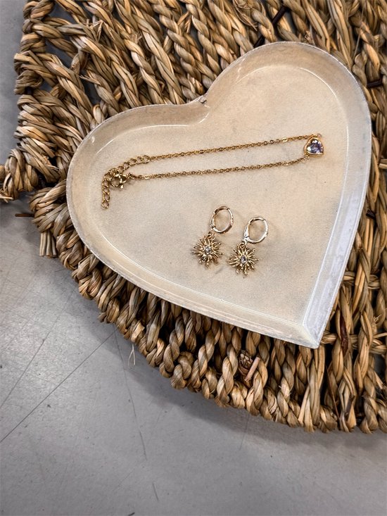 Metalen tray hart white marble | bol