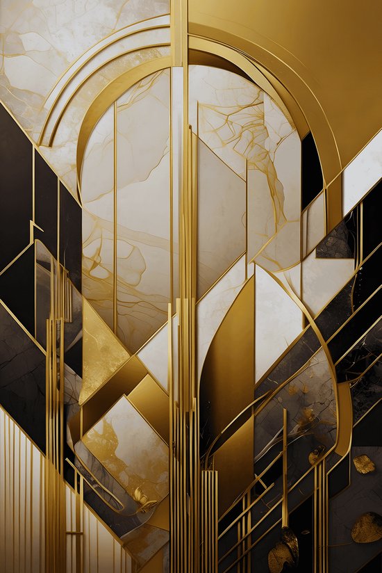 Kleurenposter | Abstracte Poster | Goud Wit | Abstracte Kunst | 51x71cm ...