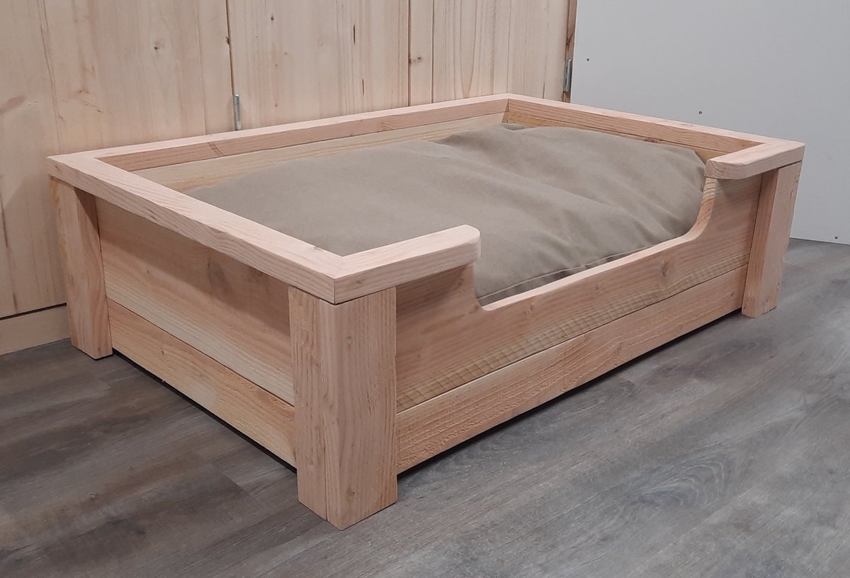 Houten hondenmand Vito van Douglas hout inclusief beige kussen ...