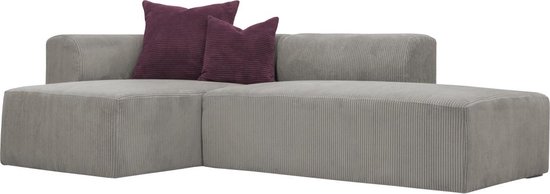 Hoekbank met hoek links van grijs ribfluweel JANAO L 250 cm x H 71 cm x ...