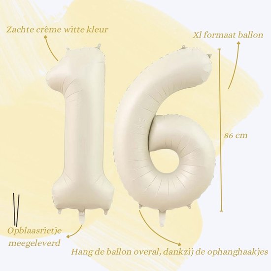 Cijfer Ballonnen Ballon Cijfer 16 Verjaardag Versiering Feest Helium ...