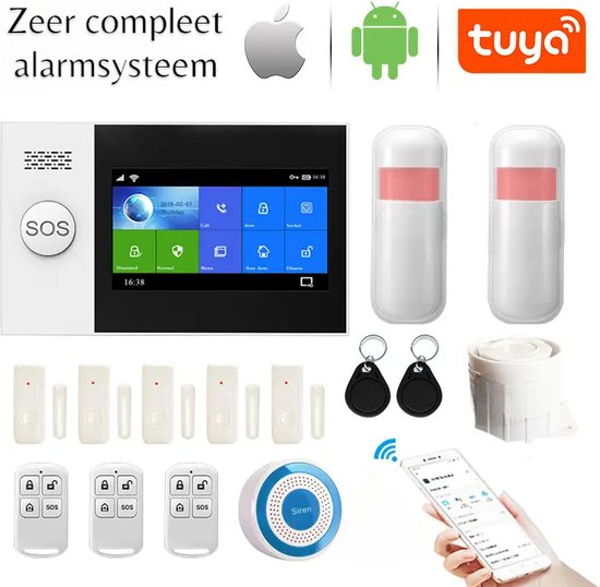 Alarmsysteem | 4G doormelden | inclusief Display met SOS knop | 5x Deur ...