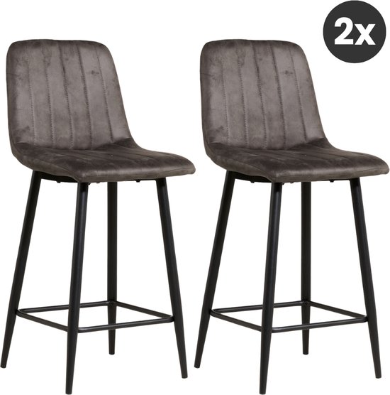 2x Barkruk Jax - Microleder Antraciet (Set van 2) | bol