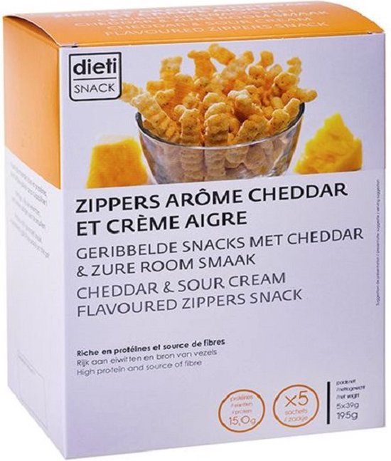 Dietisnack | Zipper Snack | Sour Cream & Cheddar | 5 x 39 gram ...