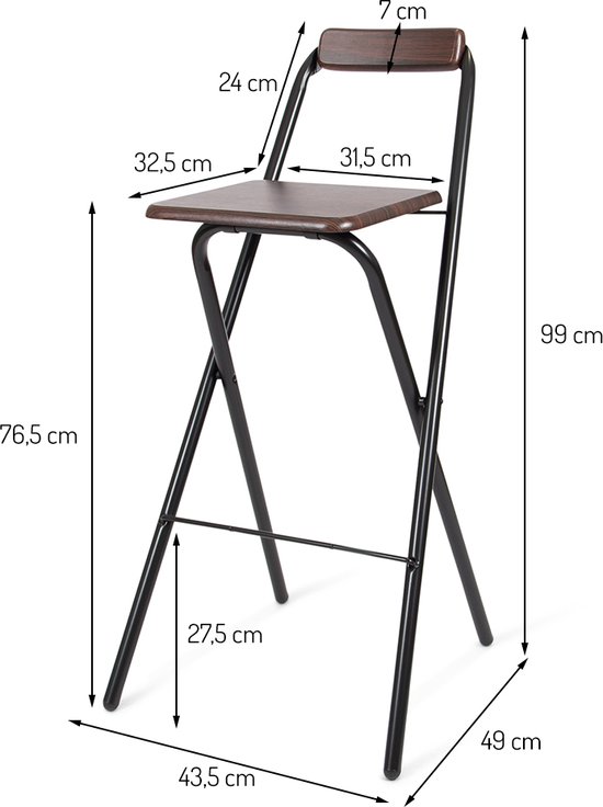 Milton & Oldbrook Inklapbare Barkruk Belfast Walnoot | bol