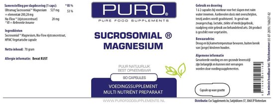 Puro Sucrosomial Magnesium Capsules 90 Capsules | bol