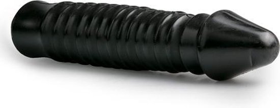 Grote Dildo Met Geribbelde Schacht Zwart