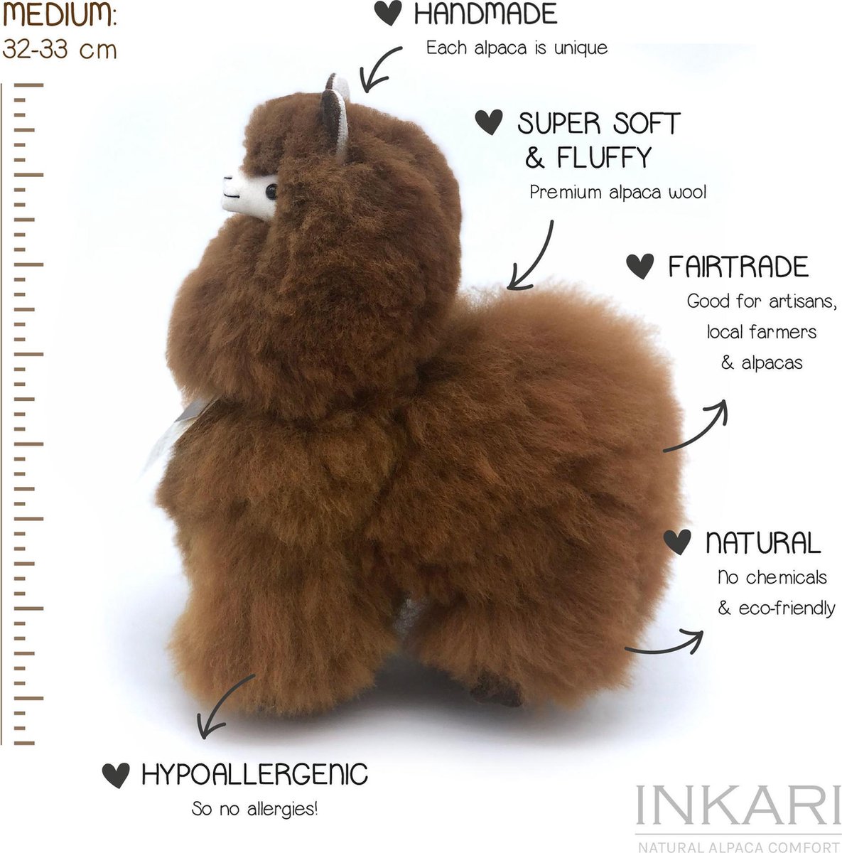 Inkari | Knuffel Alpaca Walnut Medium (32cm) | bol.com